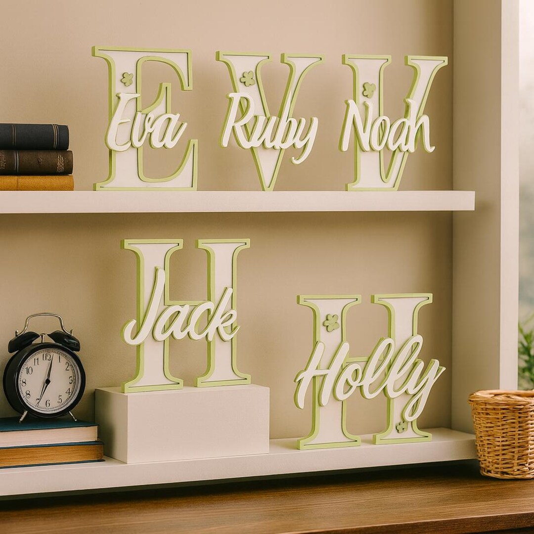 Custom Wooden Initial Name Sign: Modern Wall Decor - Etsy UK