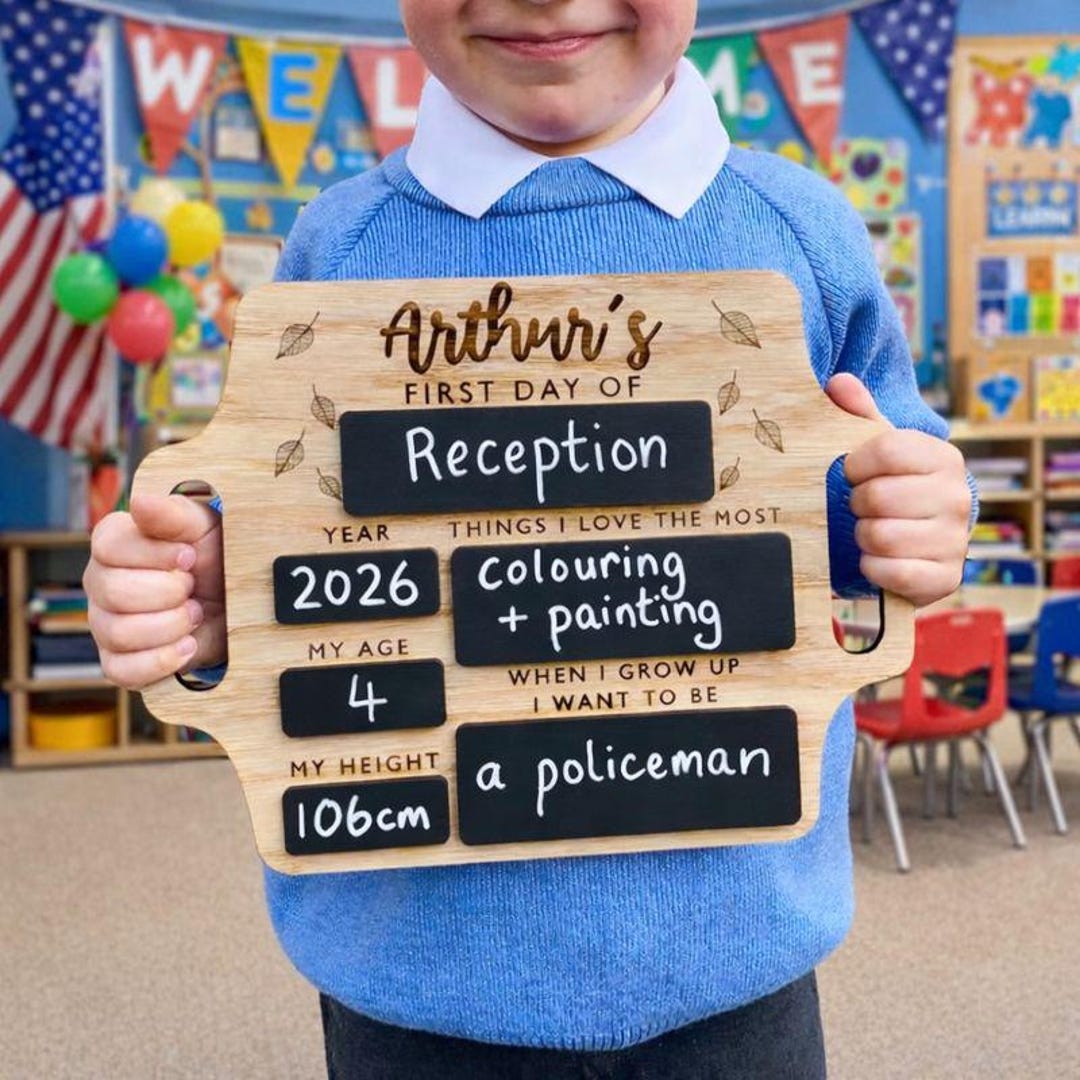 Personalized First Day of School Sign – Custom Name Wooden Chalkboard ...
