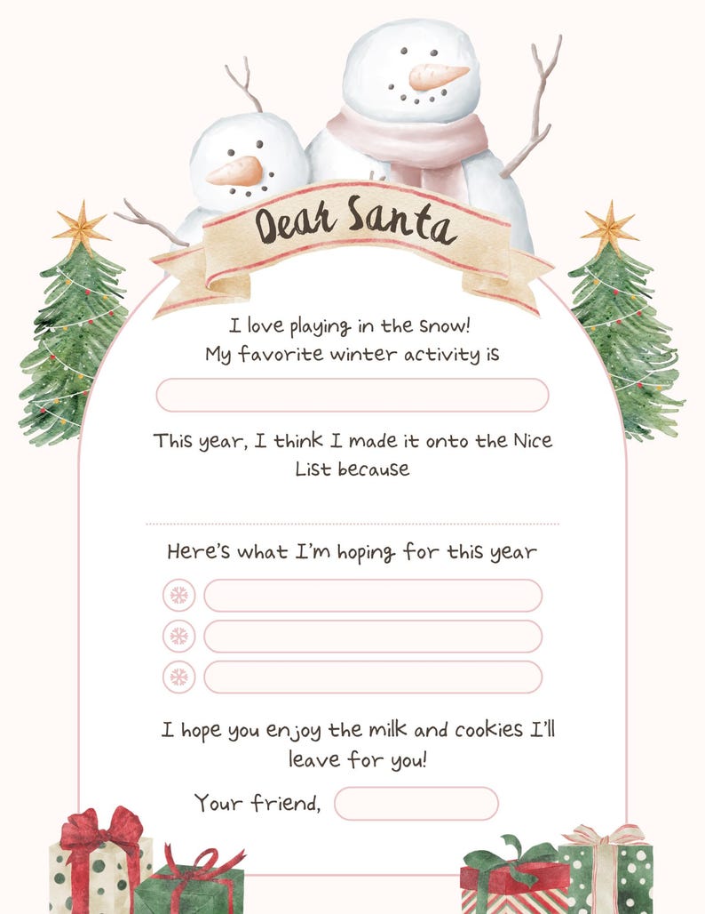 Dear Santa Letter Template Bundle Printable - Etsy