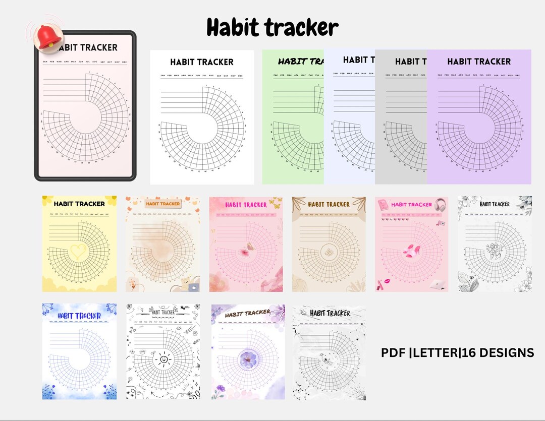 Habit Tracker | Printable Monthly Tracker | Multiple Colors and Designs ...