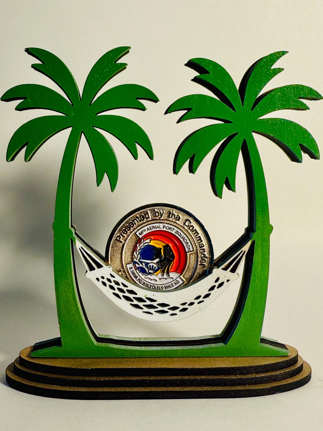Palm Tree Military Challenge Coin Holder: Handmade Wood Veteran Gift - Etsy