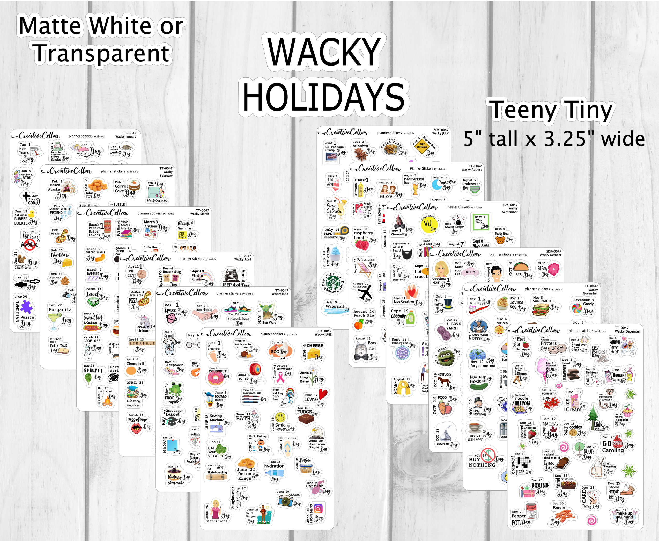 TT-47 // Wacky Holidays With Clipart Teeny Tiny Planner - Etsy