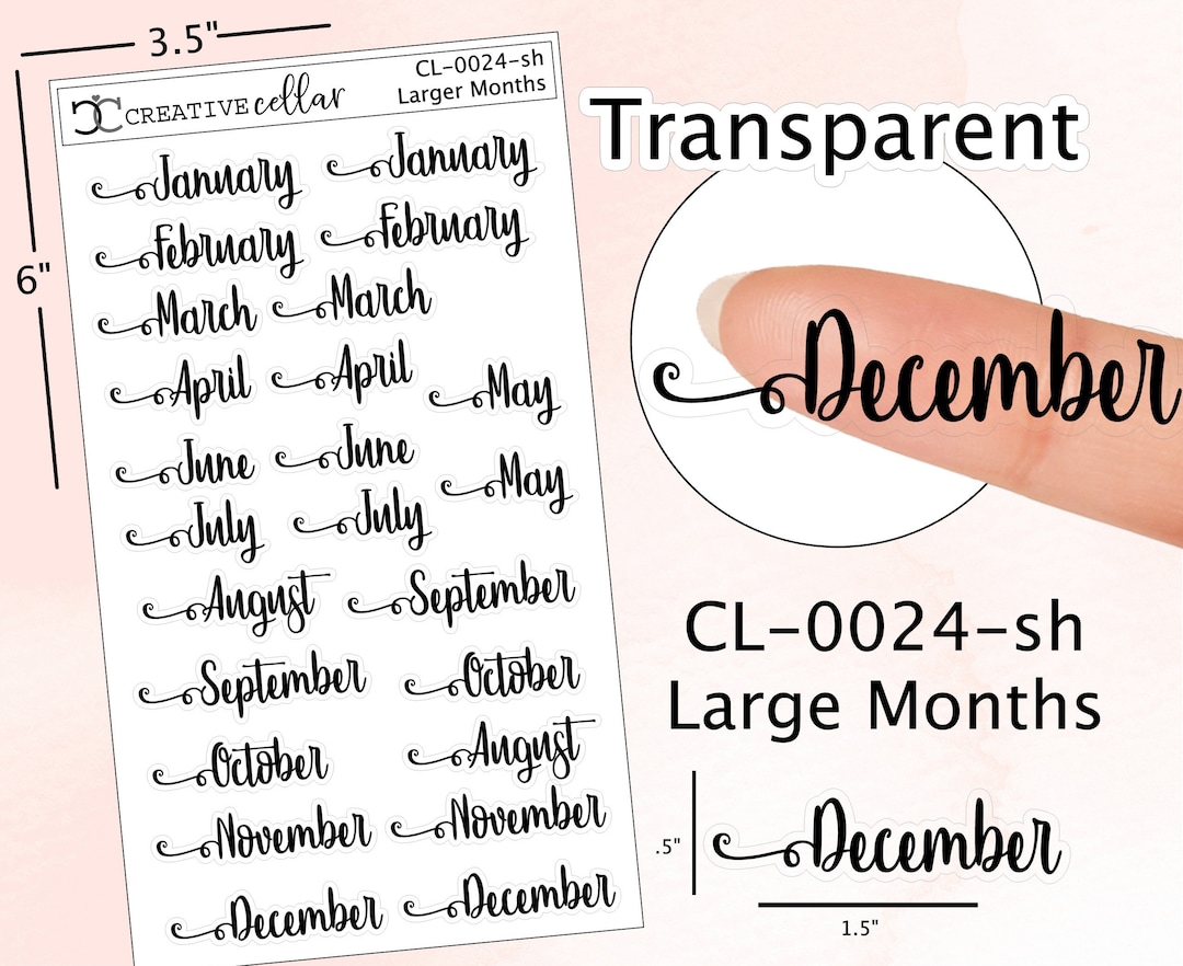 Cl-0024-sh // Clear LARGER Script 2 Years of Stickers January ...
