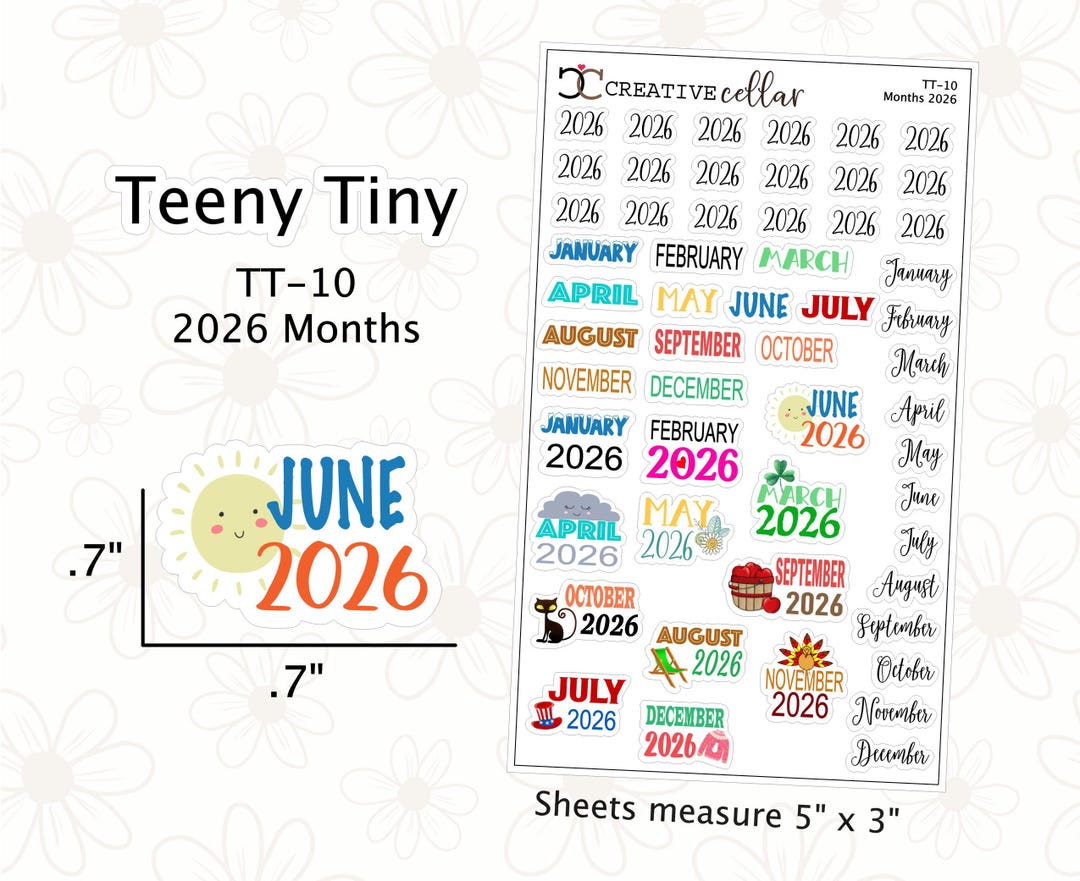 TT-10 // 2026 Teeny Tiny Planner Stickers Will Fit Any Planner - Etsy