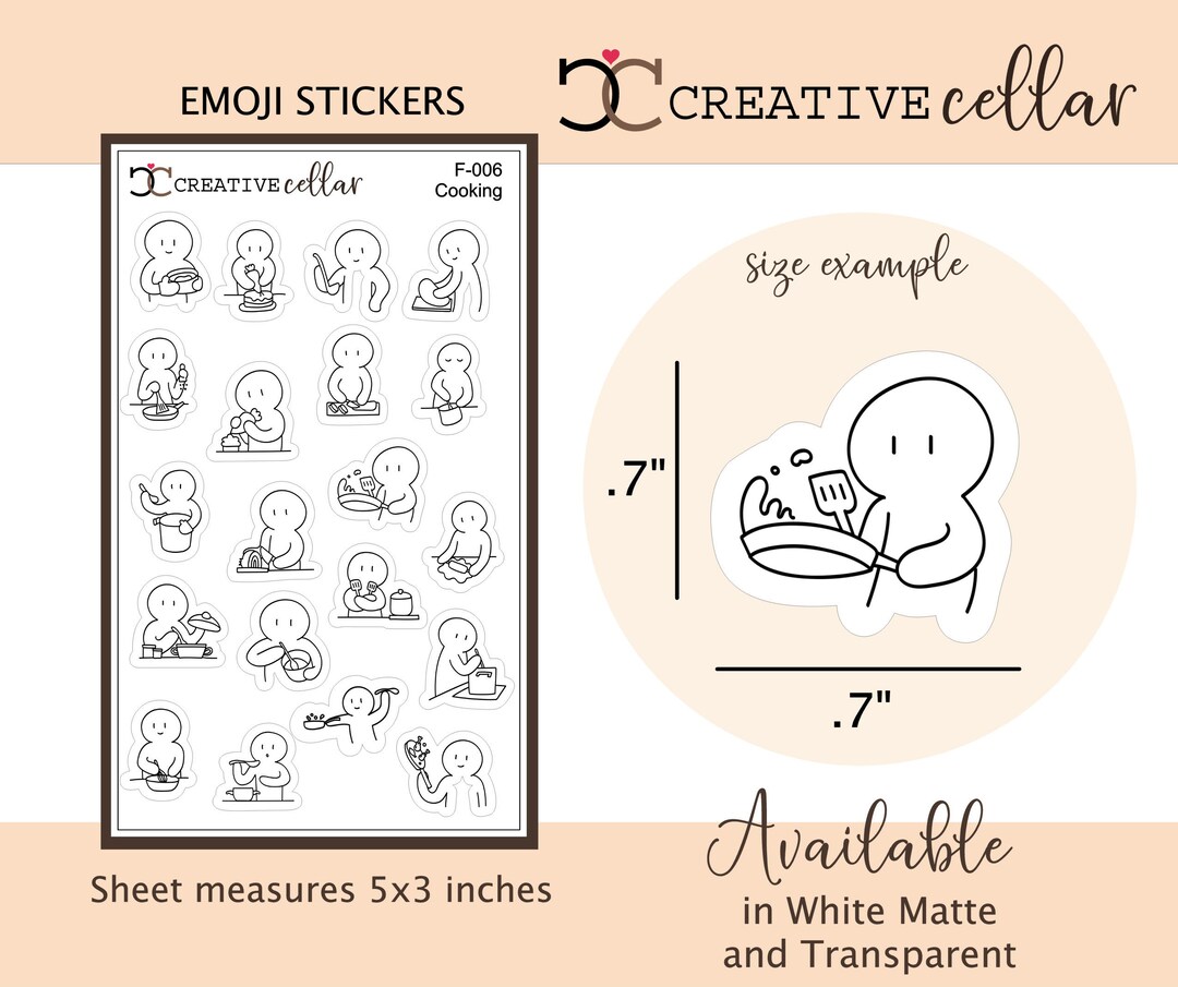 F-006 // Emoji Cooking Planner Stickers Sized to Fit Any Planner 20 ...