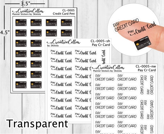 CL-0005 // Credit Card Payment Stickers for Planner Clear | Etsy