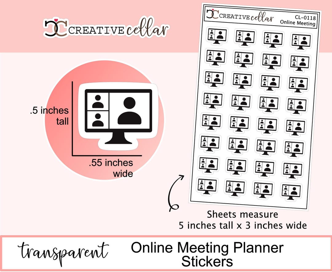 CL-0118 // Online Meeting Planner Stickers Transparent Computer Zoom ...