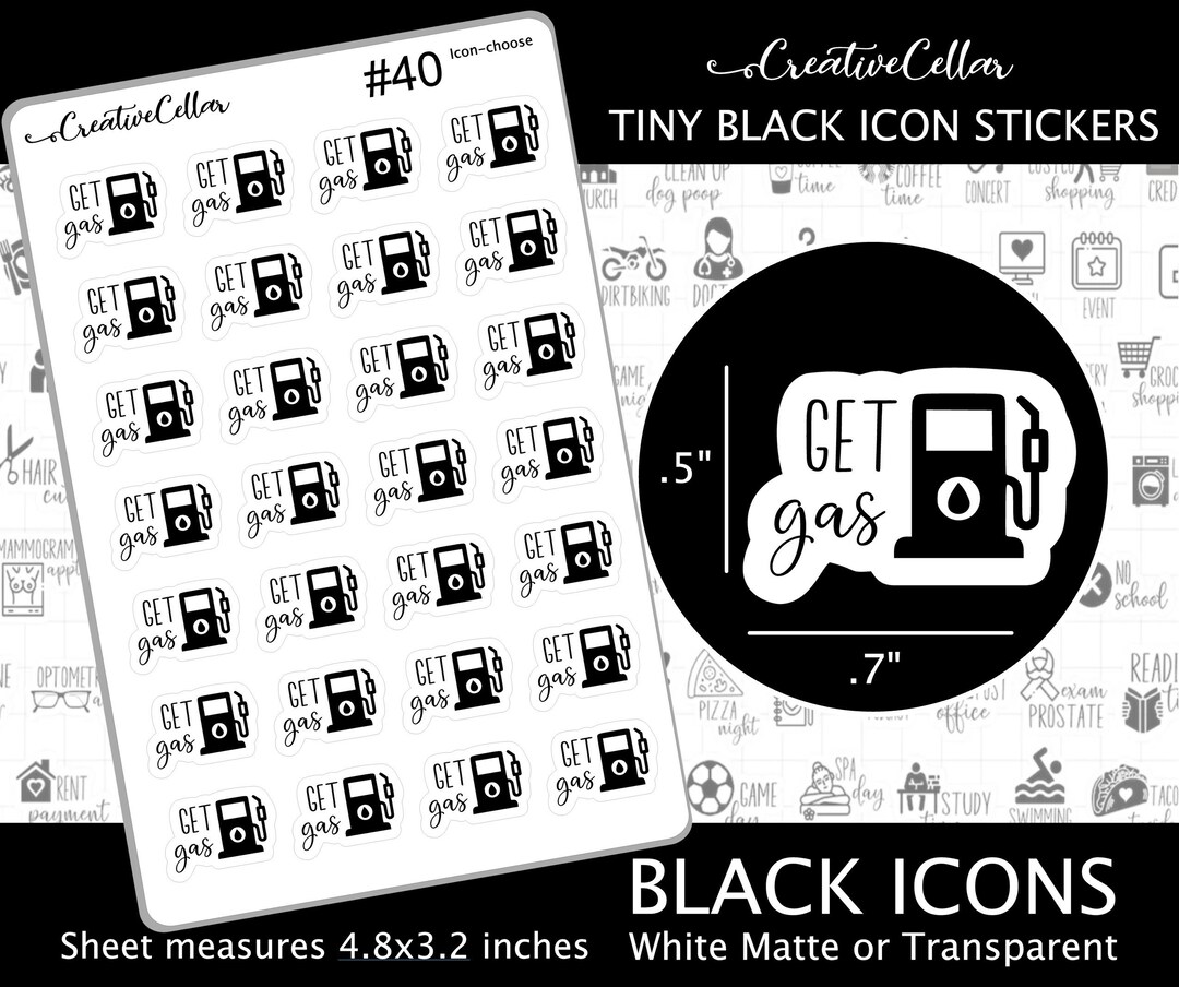 ICON-40 // Gas Planner Stickers, Get Gas, Fill up Car, Automobile, Gas ...