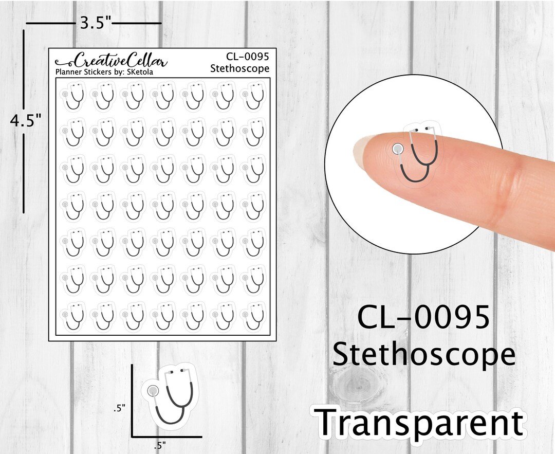 CL-0095 // Stethoscope Stickers for Planner Transparent Clear Nurse ...