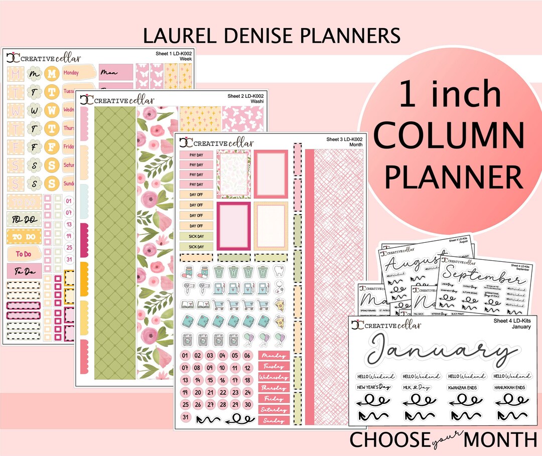 LD-K002 //laurel Denise Planner Sticker Kit - Pink Spring Weekly and ...
