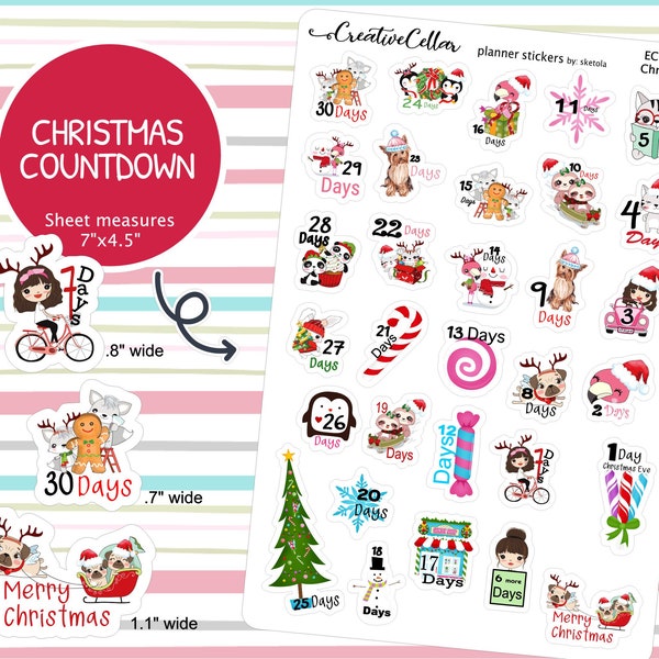 Christmas Countdown Stickers - Etsy