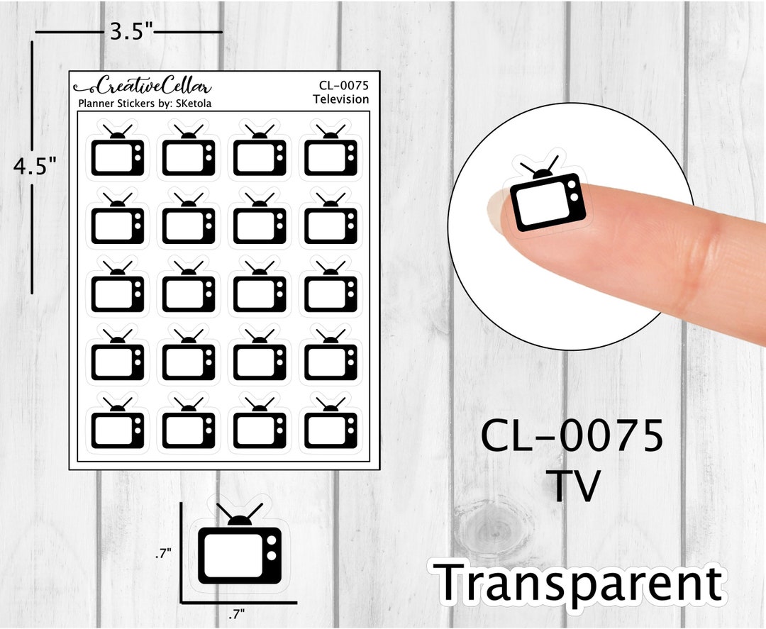 CL-0075 // Television Planner Stickers 20 CLEAR Transparent Stickers TV ...