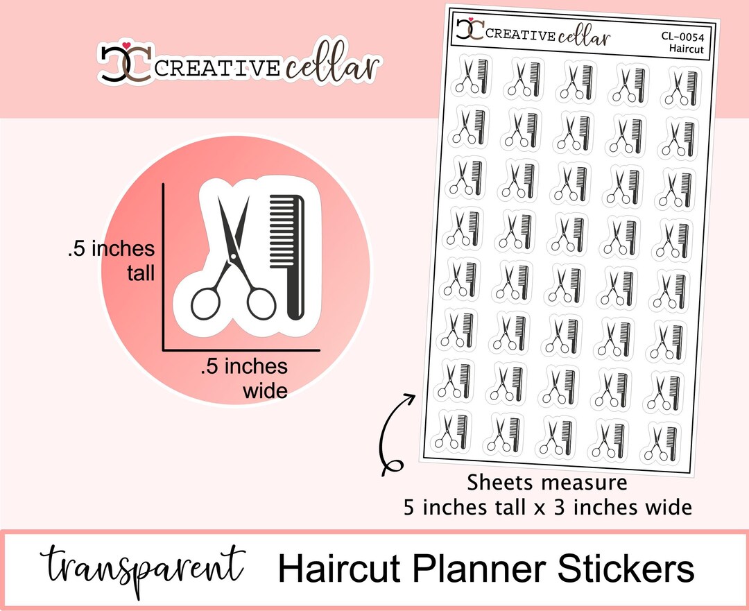 CL-0054 // Haircut Barber Planner Stickers CLEAR Transparent Stickers ...