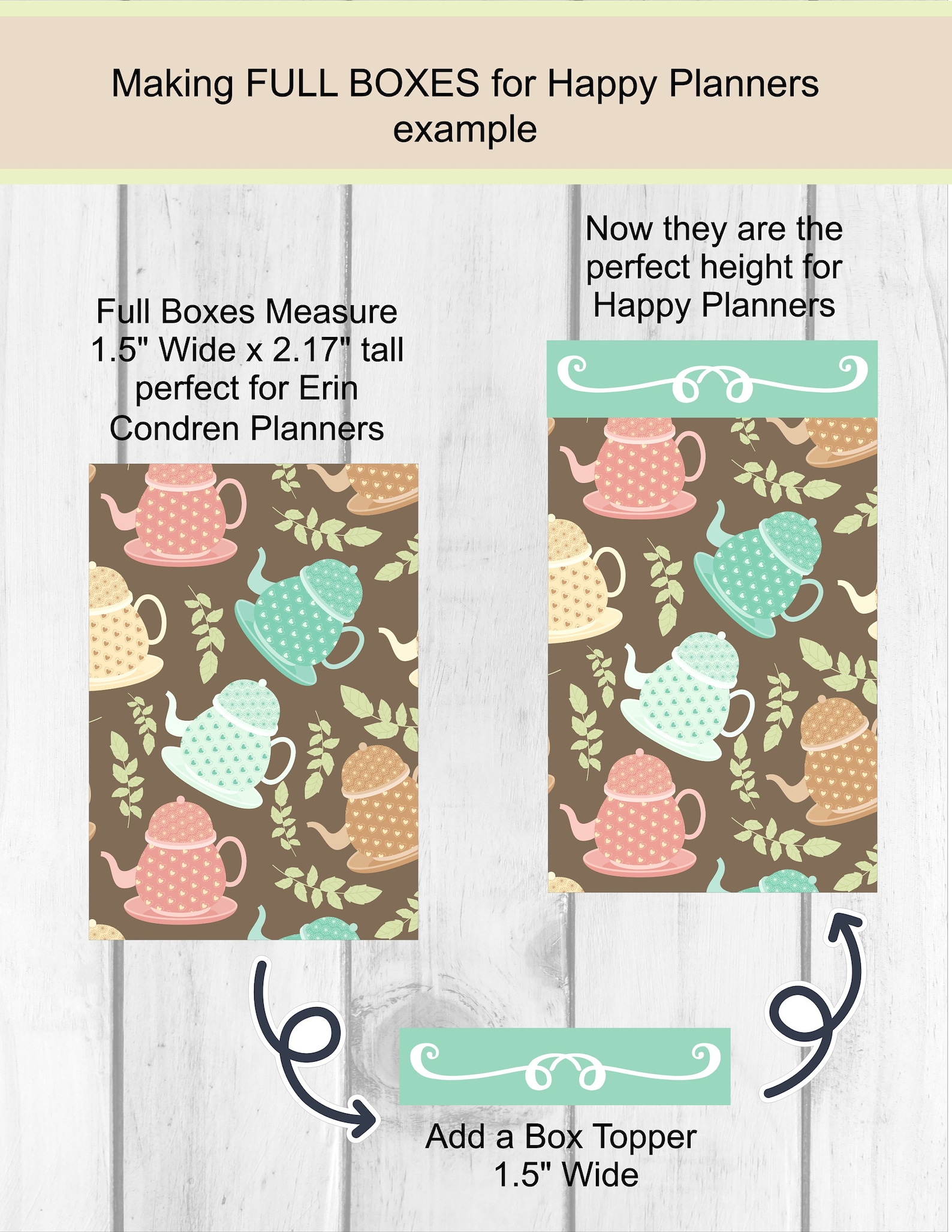 WVK-100 // Tea Time Weekly Kit Planner Stickers / a La Carte / Vertical ...