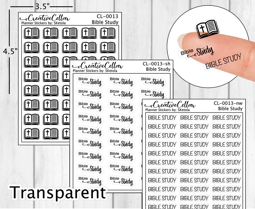CL-0013 // Bible Study Planner Stickers Clear Script Stickers ...
