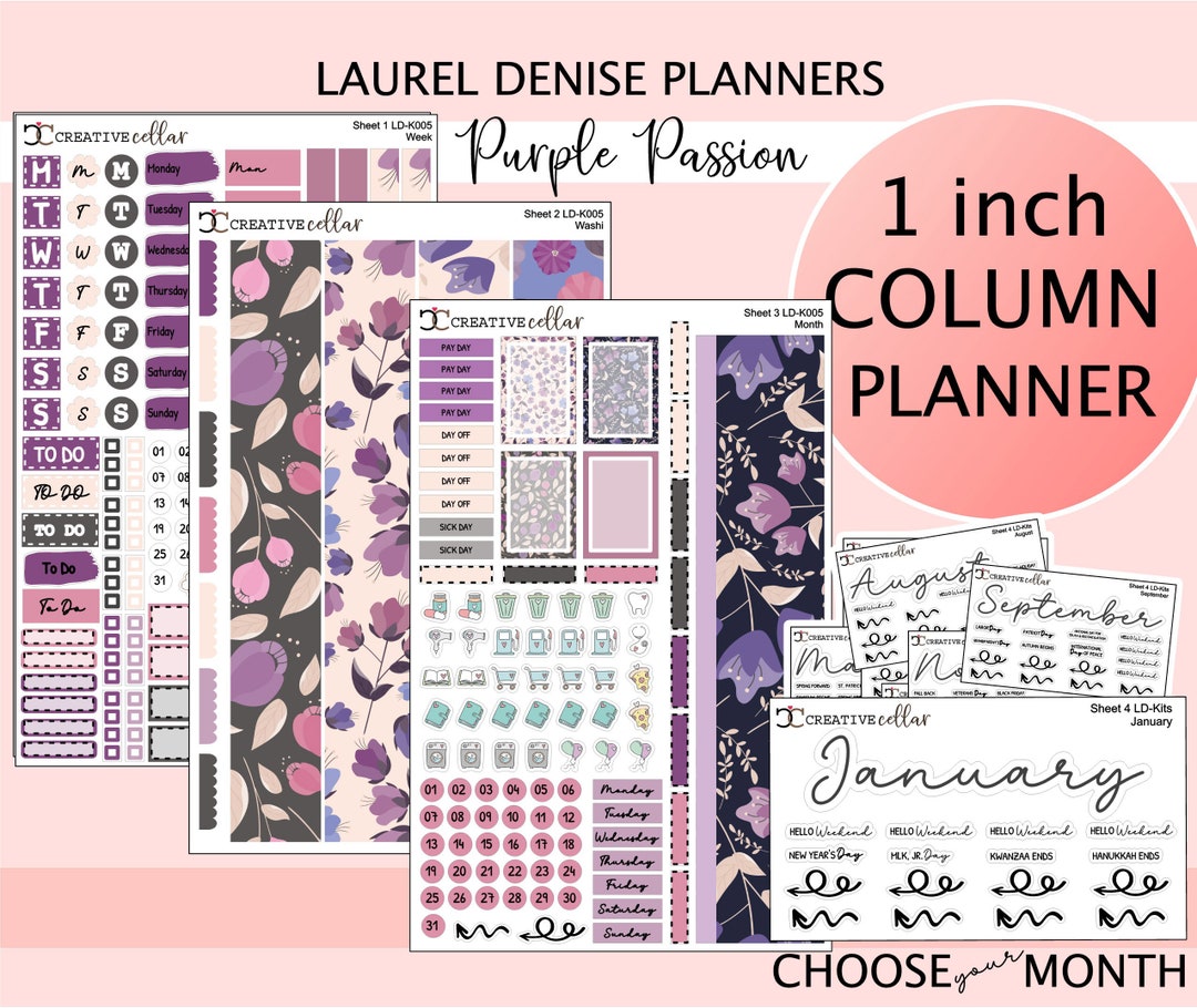 LD-K005 //laurel Denise Planner Sticker Kit - Purple Passion Weekly and ...