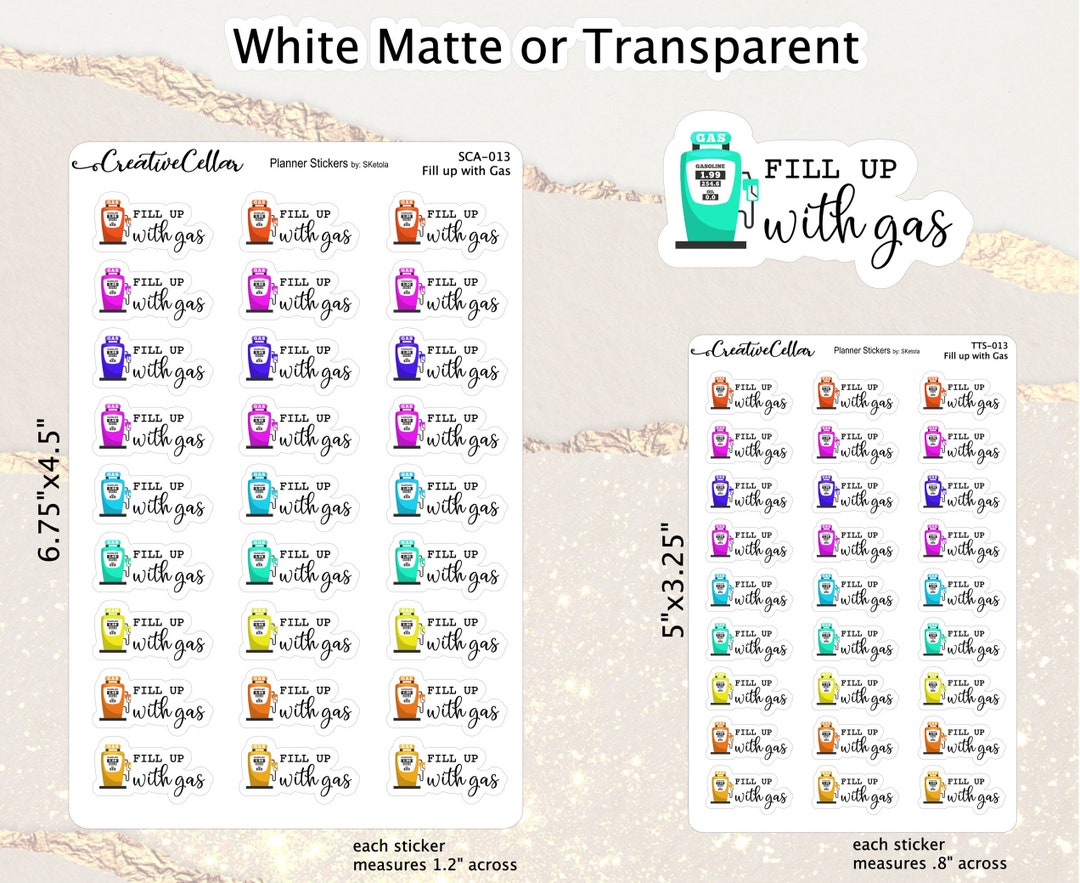 TTS-013 // Fill up With Gas Planner Stickers Auto Fuel Teeny Tiny - Etsy