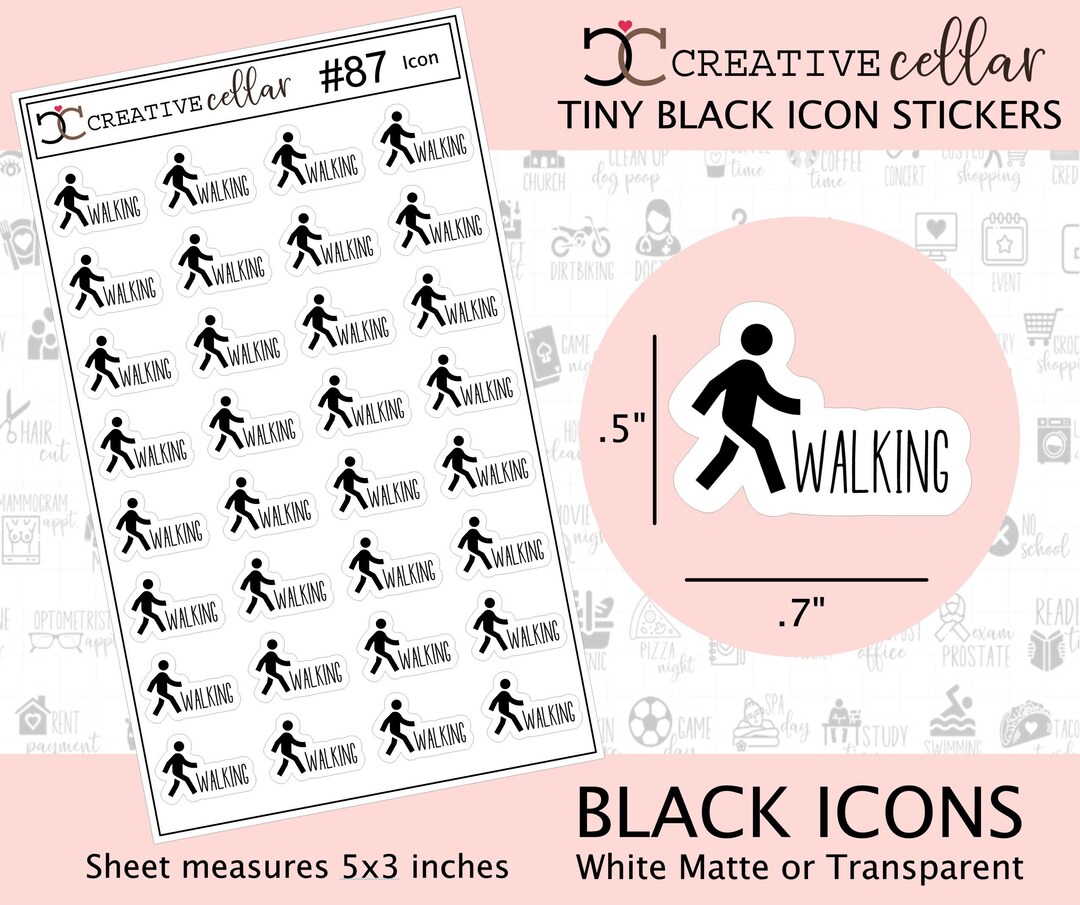 ICON-87 // Walking Planner Stickers, Exercise Walk, Tracker - Etsy