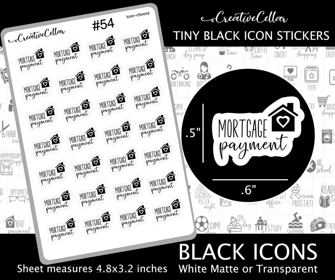 ICON-54 // Mortgage Planner Stickers, Payment, Reminder, Tracker, House ...