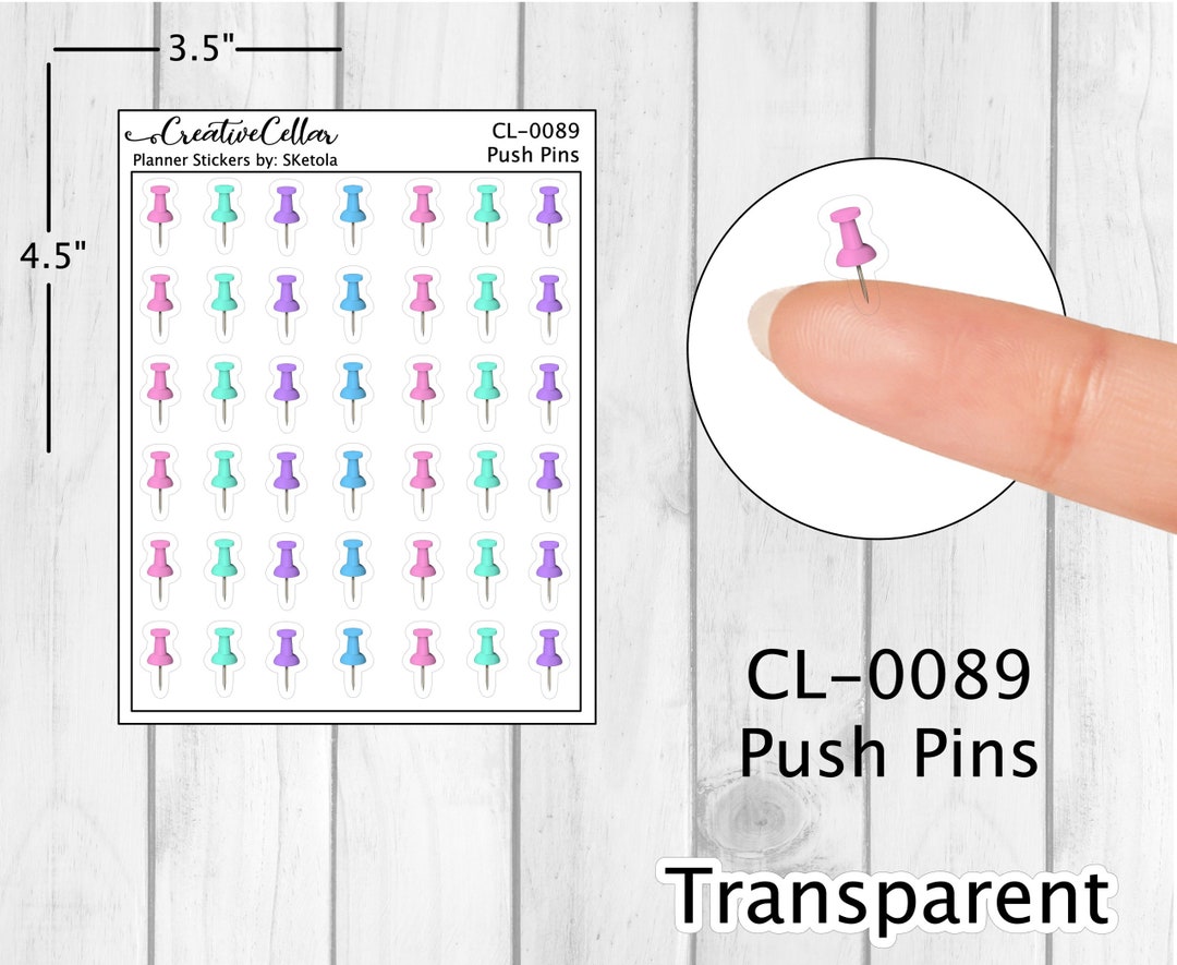 CL-0089 // Push Pin Stickers for Planner Transparent Colorful - Etsy