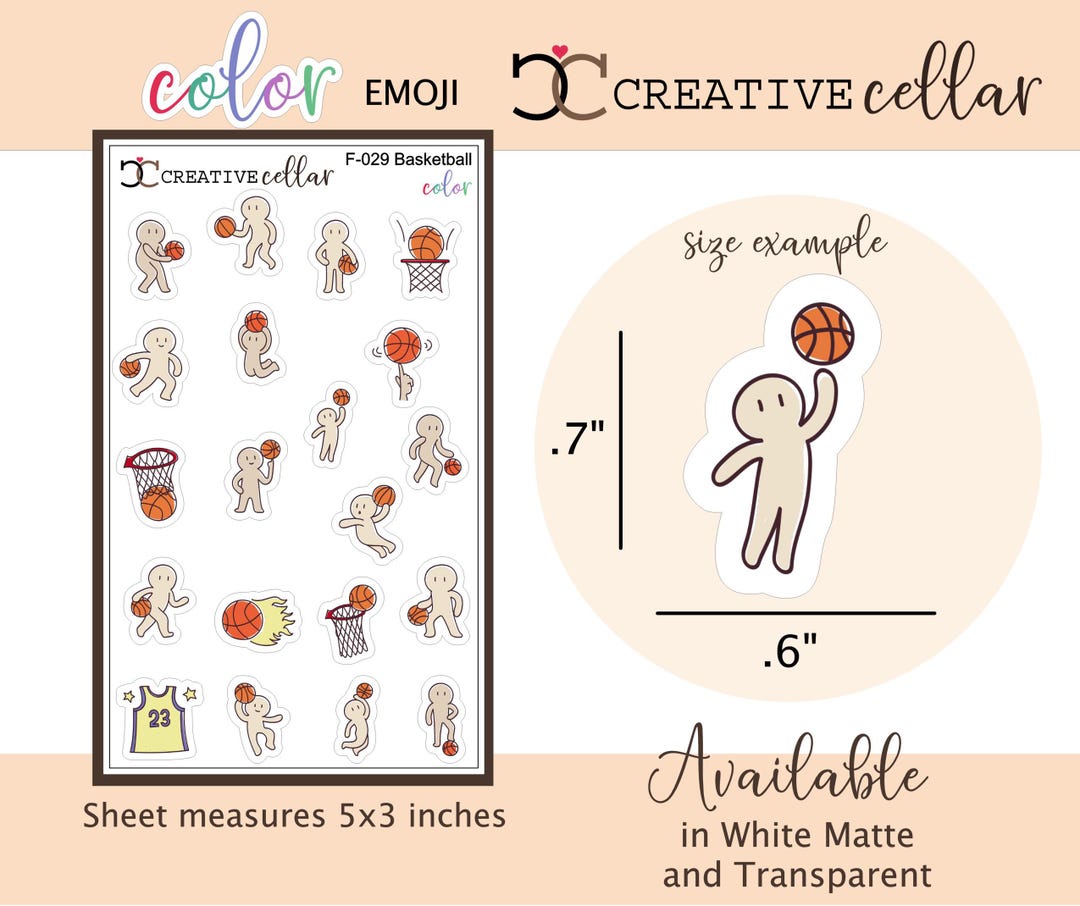 F-029 Color // Emoji Basketball Planner Stickers Sized to Fit Any ...