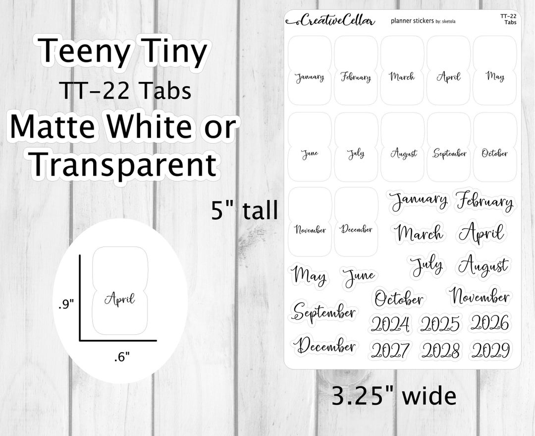 TT-22 // Tabs Teeny Tiny Planner Stickers Fit Any Planner - Etsy