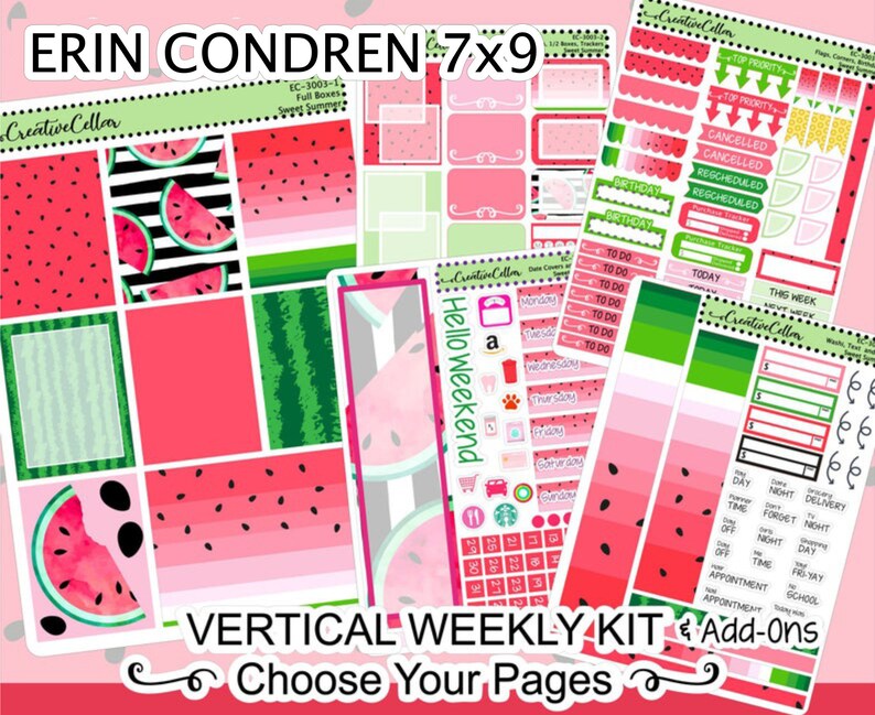 EC-3003 //planner Stickers Sweet Summer Kit - Weekly EC 7x9 Planner ...