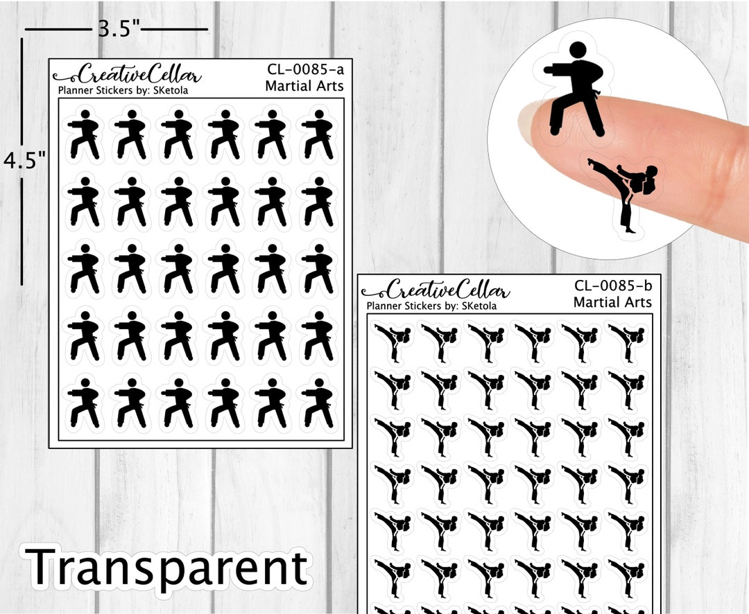 CL-0085 // Karate Stickers for Planner Clear Stickers Work Out Martial ...