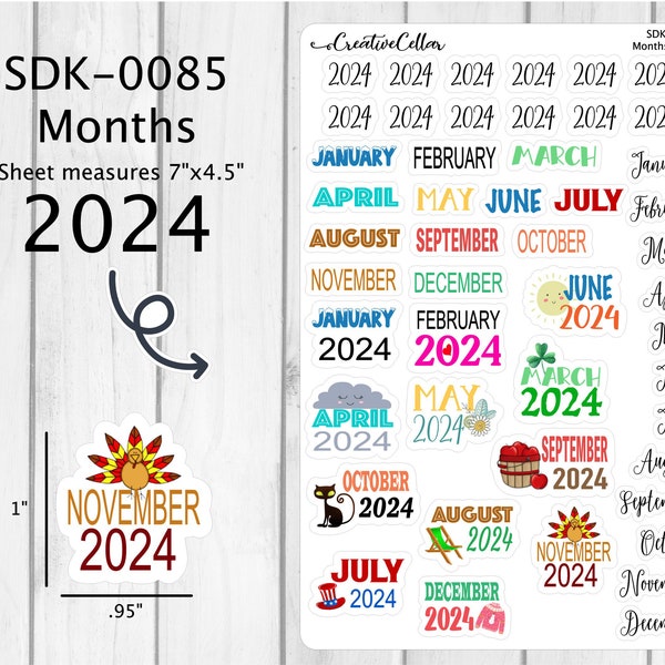 2024 Month Stickers - Etsy