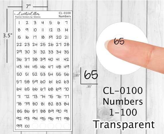 CL-0100 // Numbers 1-100 Planner Stickers Transparent Stickers - Etsy