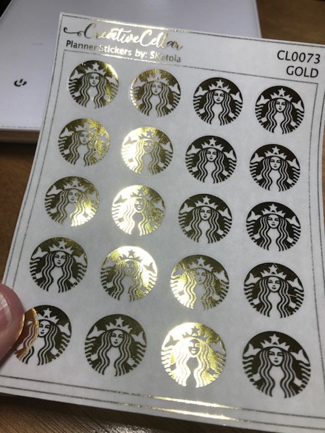 CL-0073 // CLEAR Starbucks Planner Stickers Green Gold or | Etsy