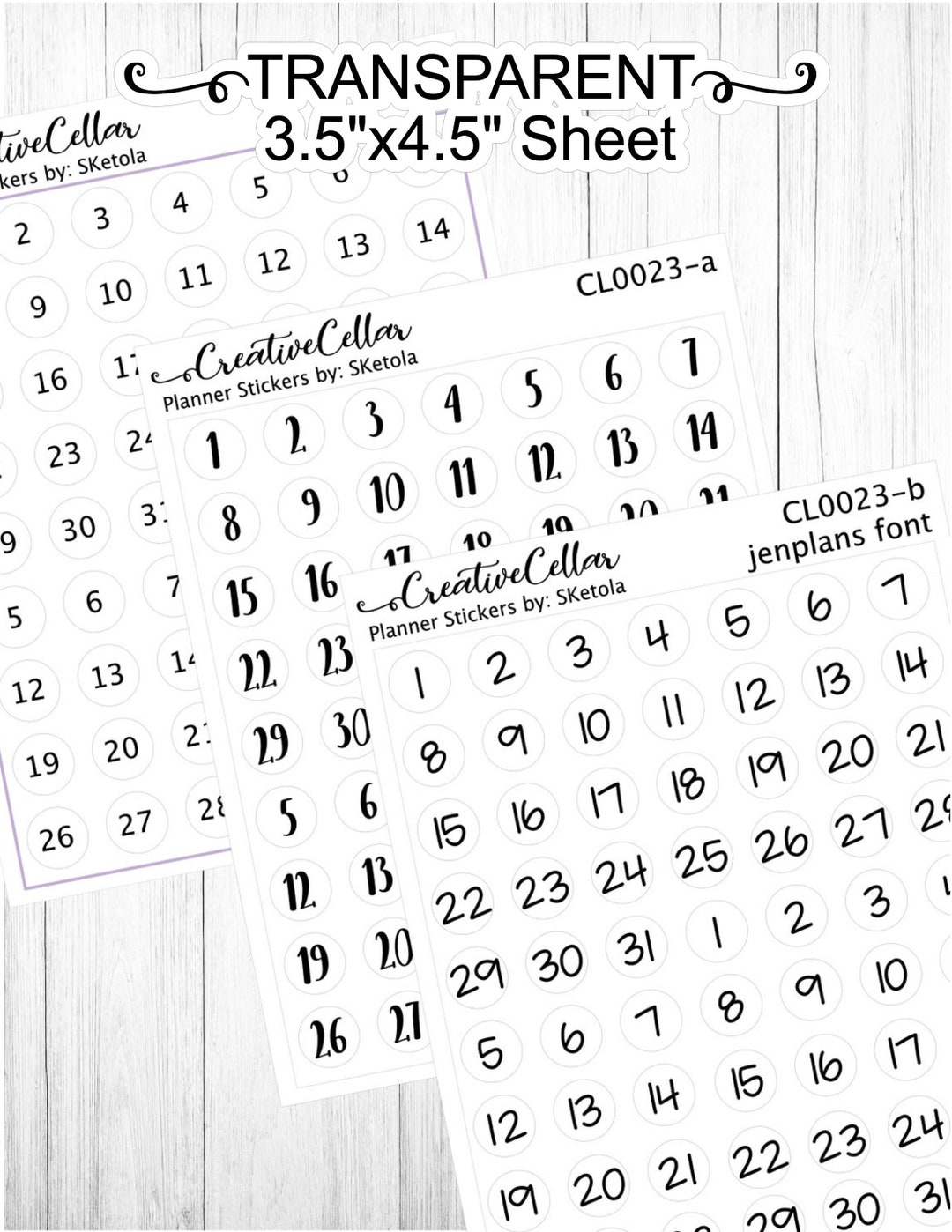 Cl-0023-a-b // CLEAR Numbers Planner Stickers Transparent 2 Sets of 1 ...
