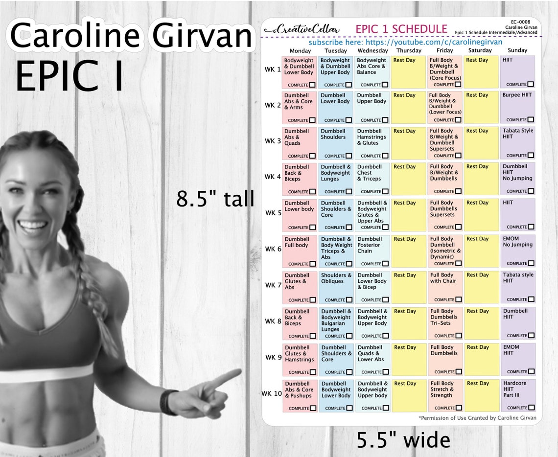 EC-0008 // Caroline Girvan EPIC I Workout Planner Stickers - Etsy Canada