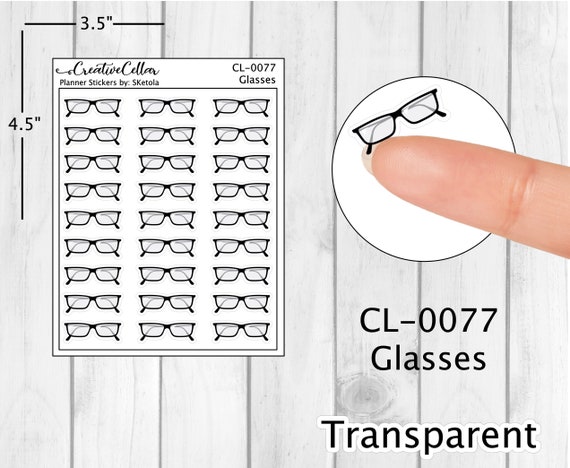 CL-0077 // 27 CLEAR Eyeglasses Stickers for Planner | Etsy