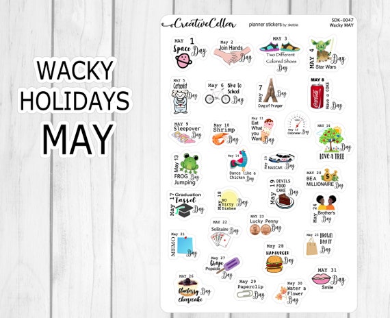 SDK-0047 // May Wacky Planner Stickers Holidays Fit Any | Etsy