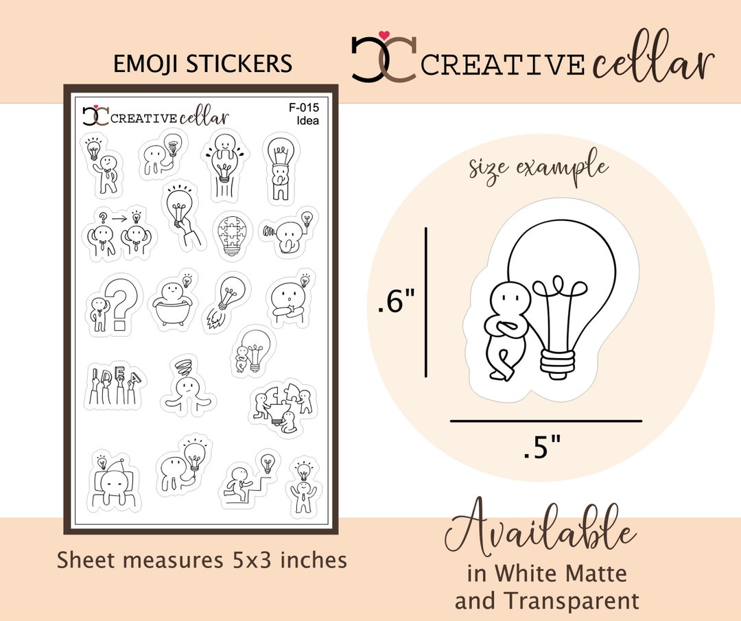 F-015 // Emoji Idea Planner Stickers Sized to Fit Any Planner 20 Cute ...
