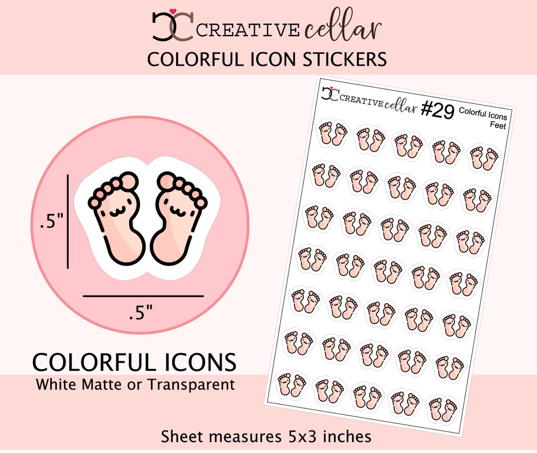 CI#29 // Feet Colorful Icon Planner Stickers, Pedicure, Doctor ...