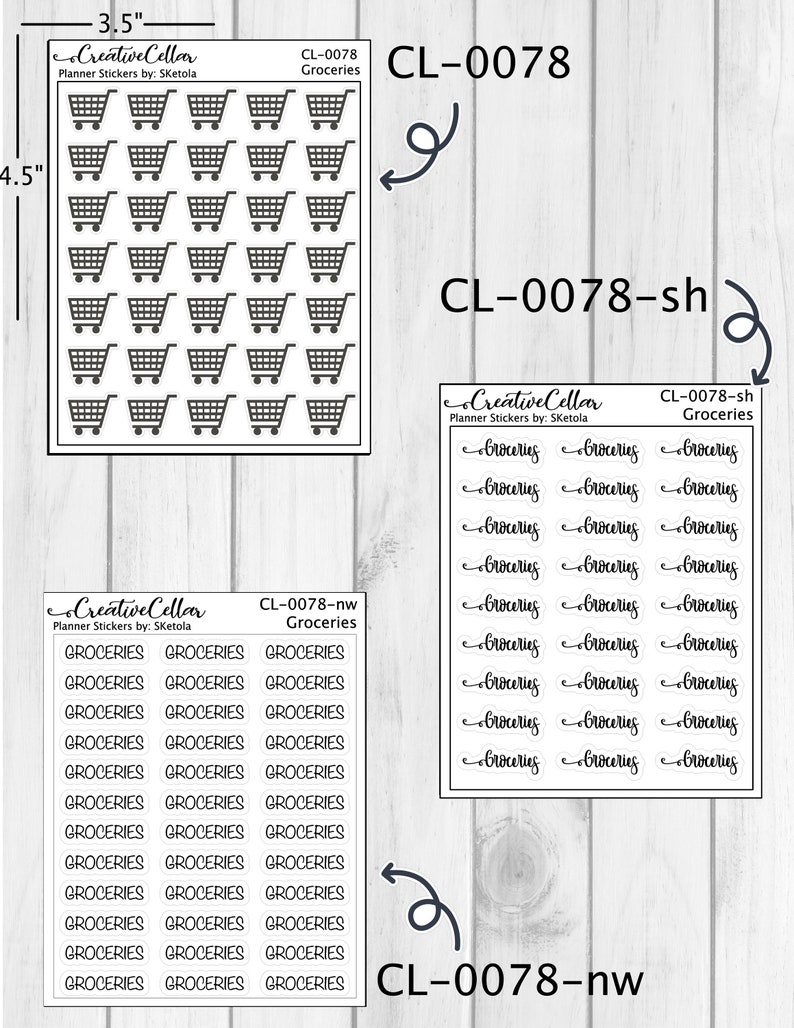 CL-0078 // Groceries Stickers for Planner Clear Script - Etsy