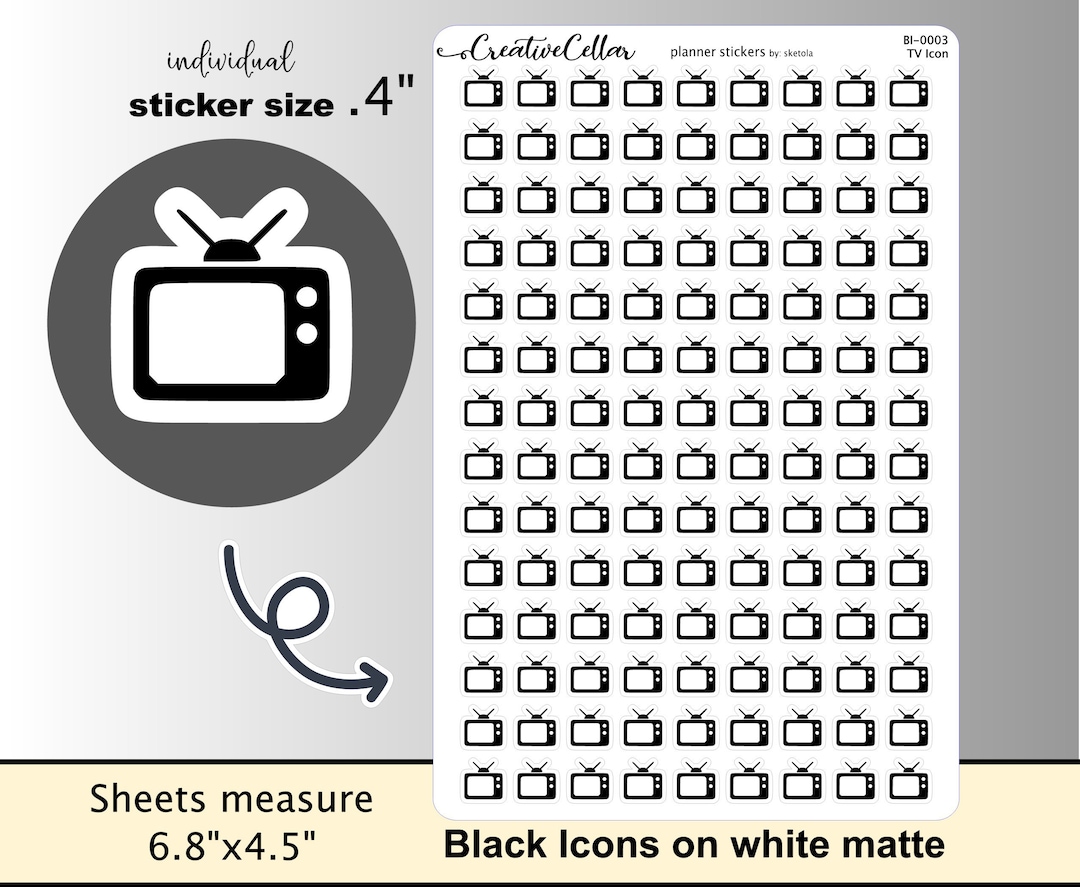 BI-0003 Television Icon Planner Stickers, 126 TV Netflix Hulu Stickers ...