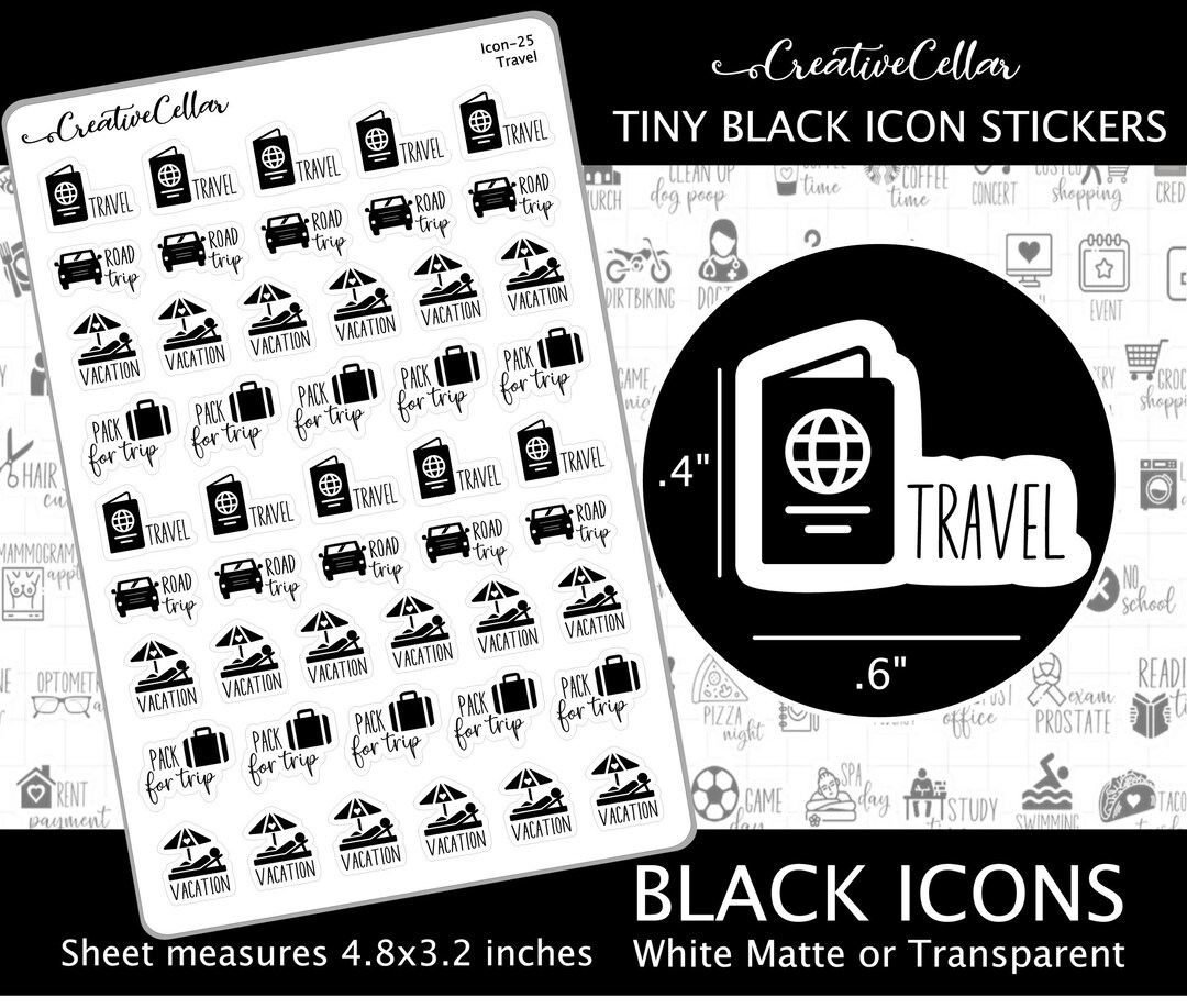 ICON-25 // Travel Planner Stickers, Vacation, Time Off, Trip - Etsy