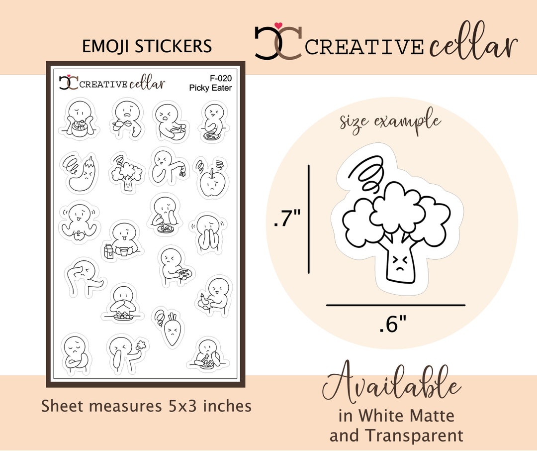 F-020 // Emoji Picky Eater Planner Stickers Sized to Fit Any Planner 20 ...