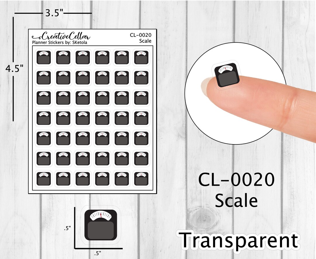 CL-0020 // Scale Planner Stickers 42 CLEAR Stickers Transparent Weight ...