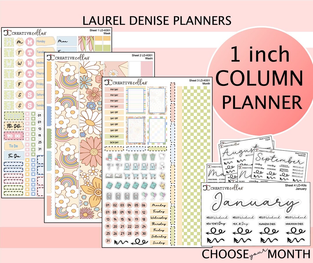 LD-K001 //laurel Denise Planner Sticker Kit - Fabulous Flowers Weekly ...