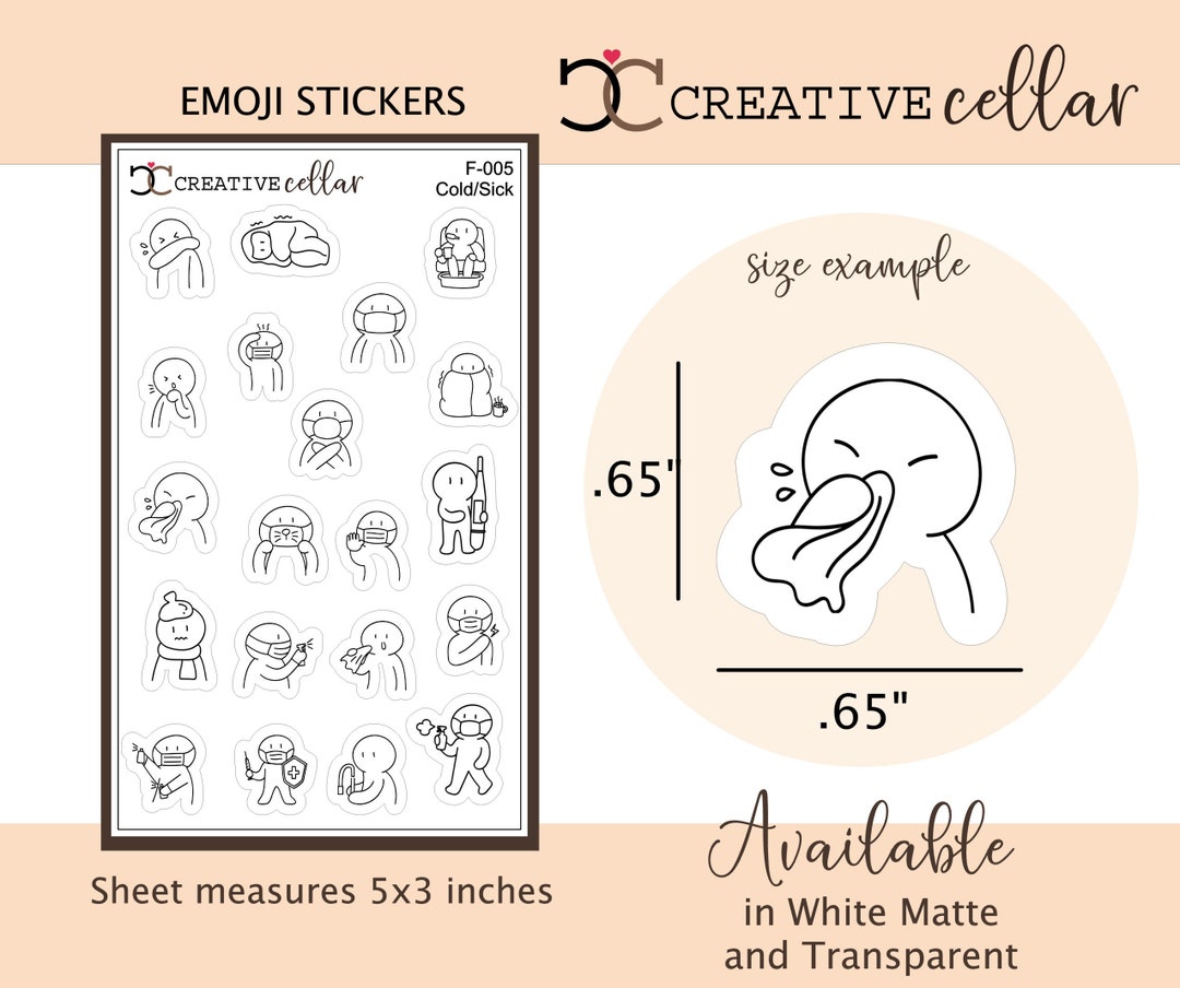 F-005 // Emoji Sick Planner Stickers Sized to Fit Any Planner 20 Cold ...
