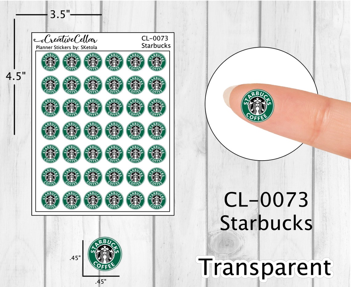 CL-0073 // CLEAR Starbucks Planner Stickers Green Transparent - Etsy
