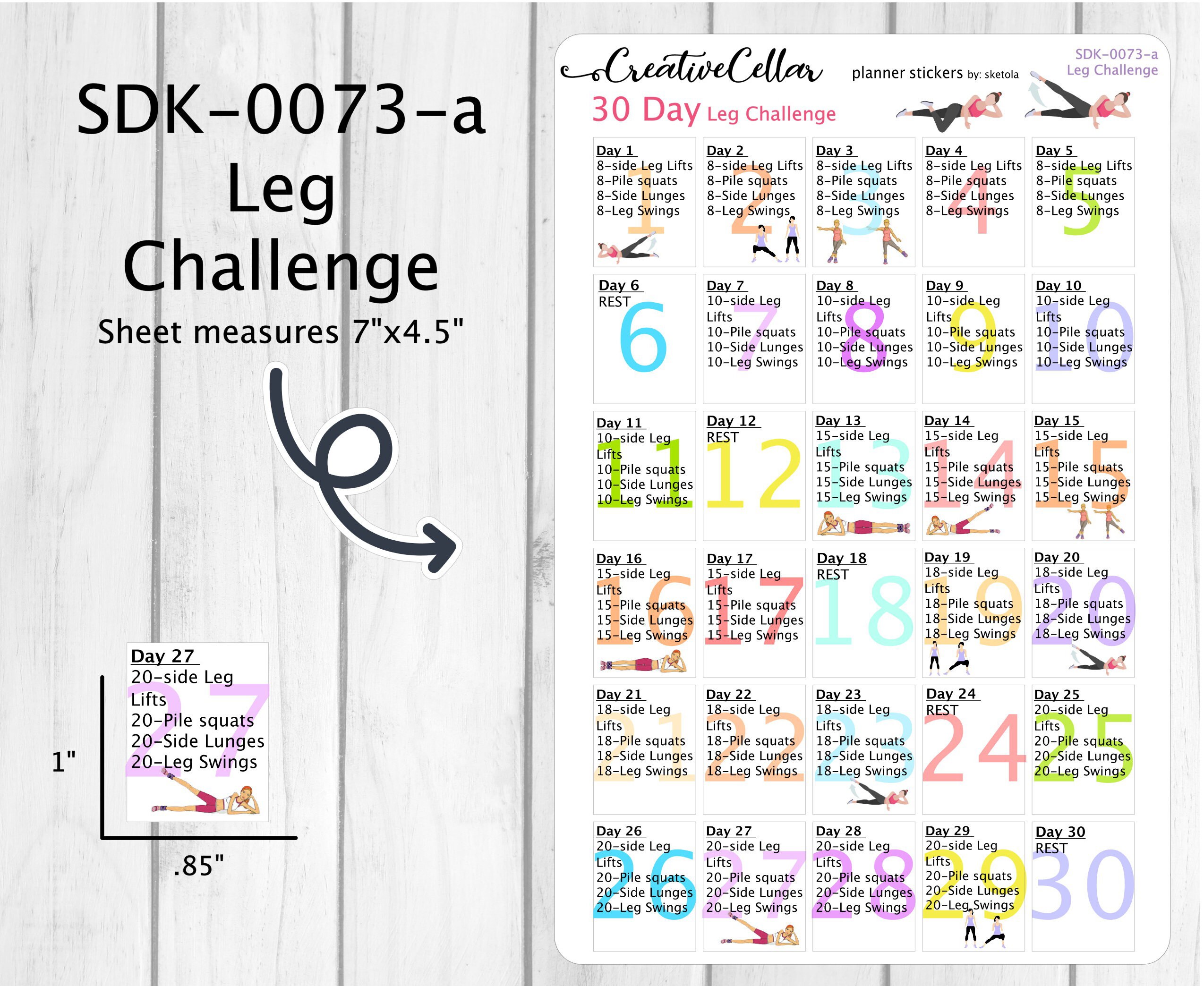 30 Day Leg Challenge Calendar