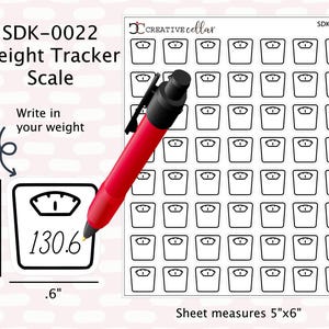SDK-0022 // Weight Tracker Planner Stickers 56 Scale Write on Labels - Etsy