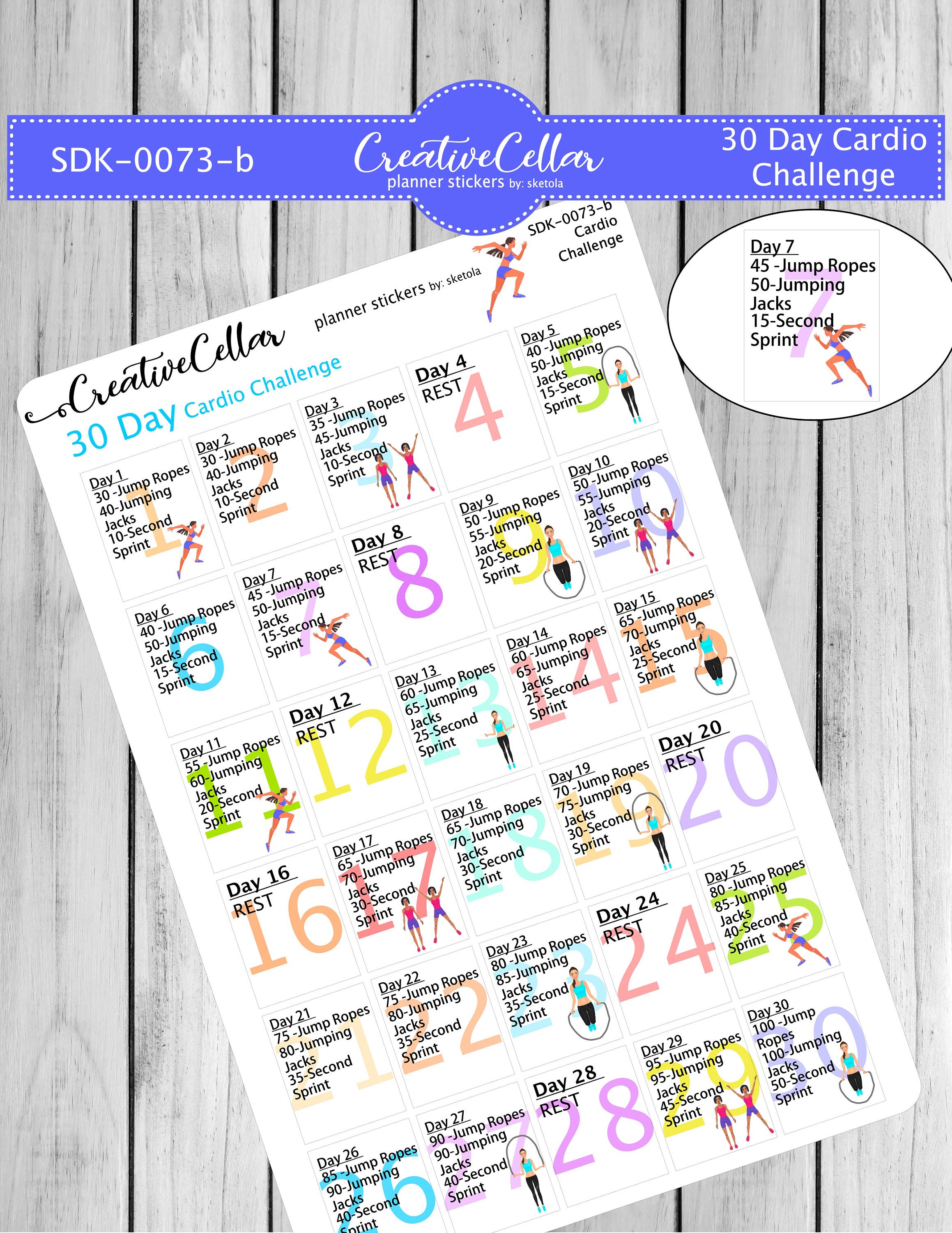 30 Day Cardio Challenge Calendar