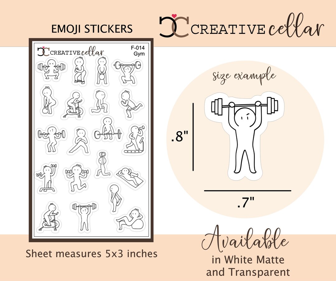 F-014 // Emoji Gym Planner Stickers Sized to Fit Any Planner 20 Cute Workout Emoji - Etsy