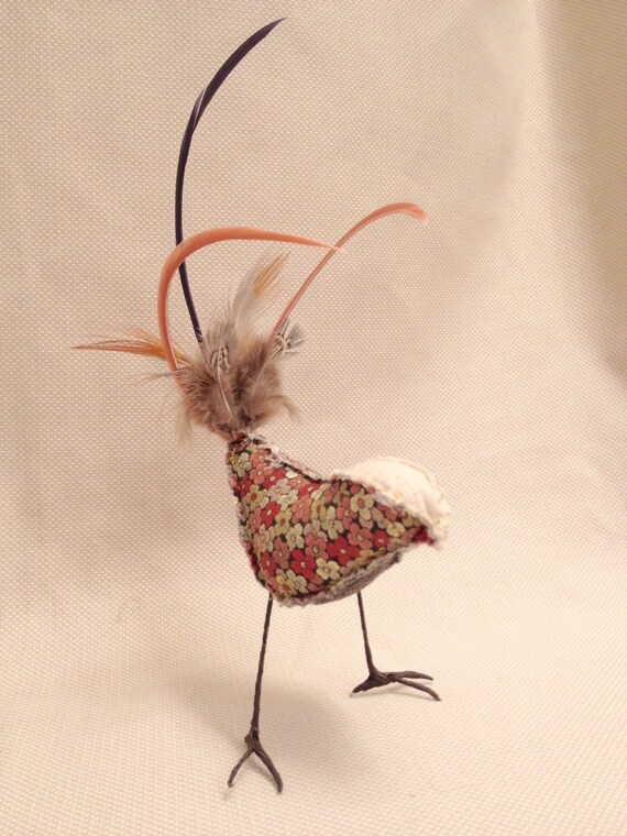 Items similar to Gold Floral Stuffed Bird on Etsy